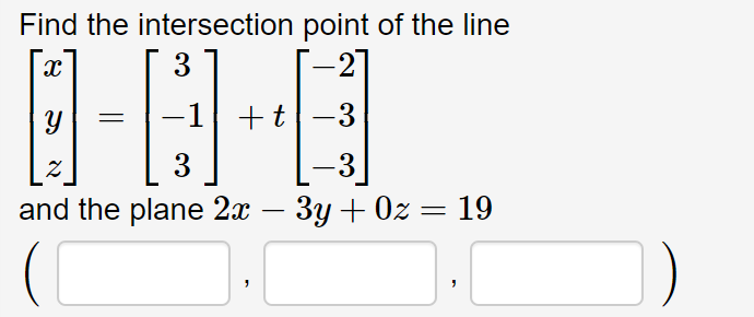 Solved Find the intersection point of the | Chegg.com