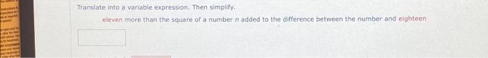 Solved Translate into a variable expression. Then simplify. | Chegg.com
