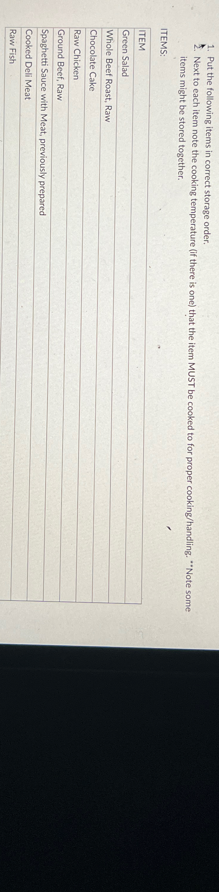 Solved Put the following items in correct storage order.Next | Chegg.com