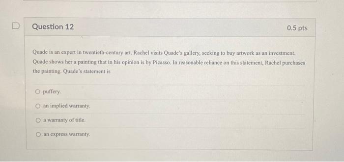 Solved Quade is an expert in twentieth-century art. Rachel | Chegg.com