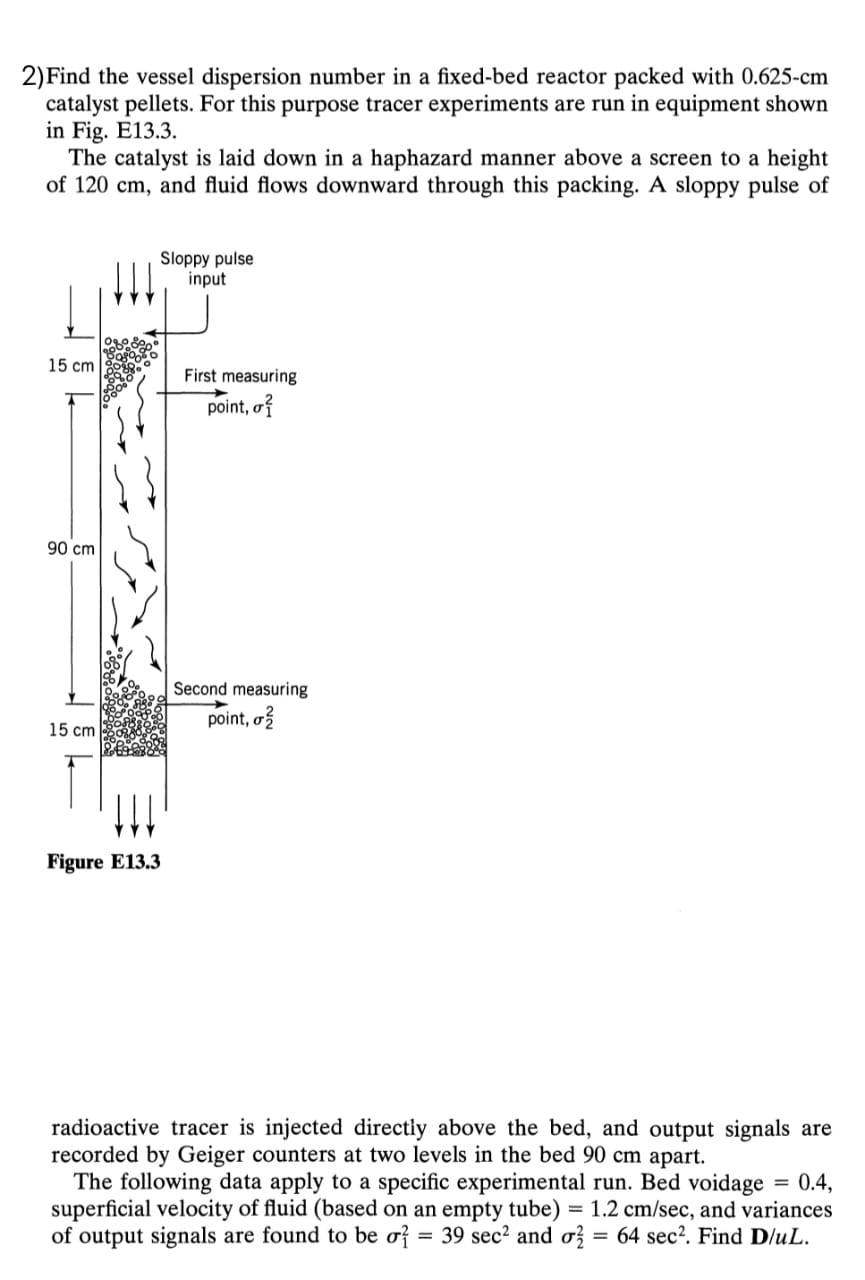 Solved Find the vessel dispersion number in a fixed-bed | Chegg.com