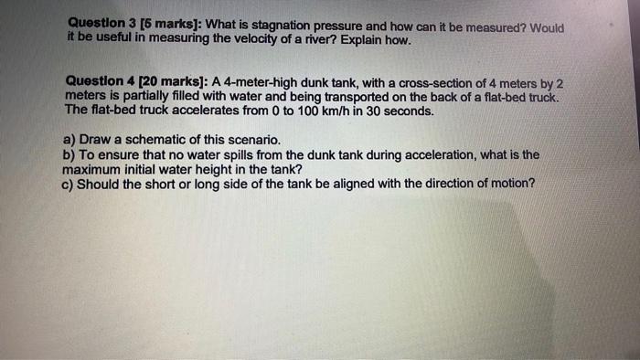 Solved Question 3 [6 marks]: What is stagnation pressure and | Chegg.com