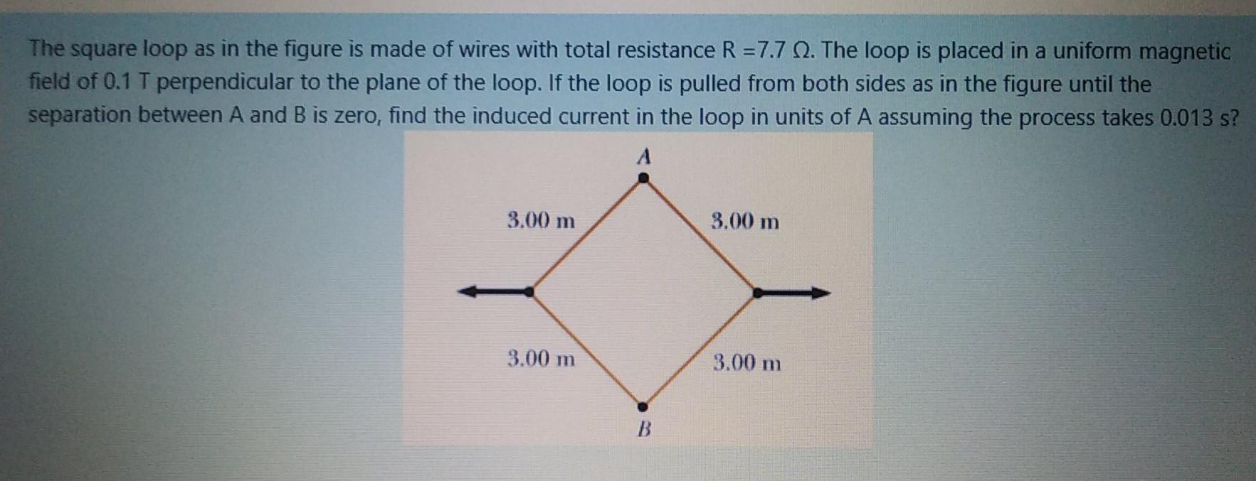 Solved The square loop as in the figure is made of wires | Chegg.com