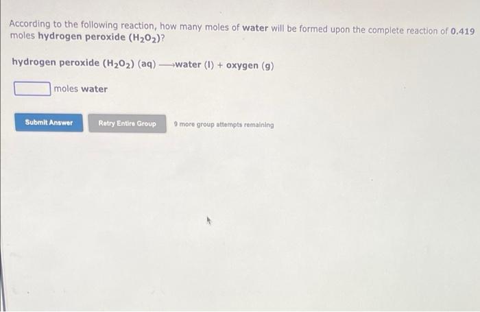 Solved According to the following reaction, how many moles | Chegg.com