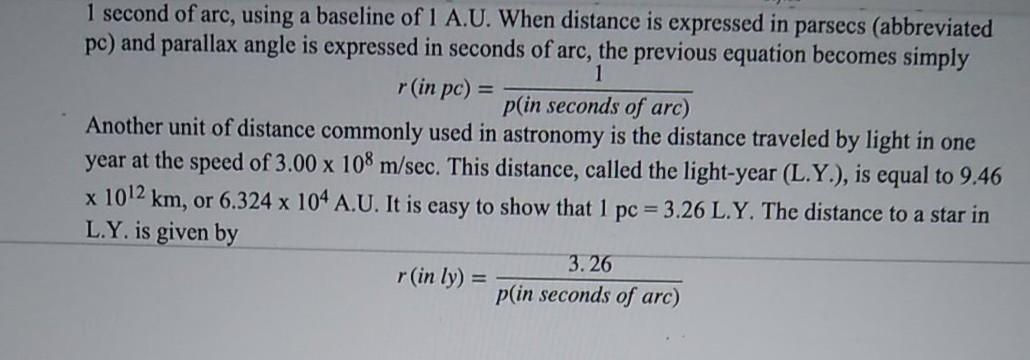 Solved Stellar Parallax In order to observe stellar parallax | Chegg.com