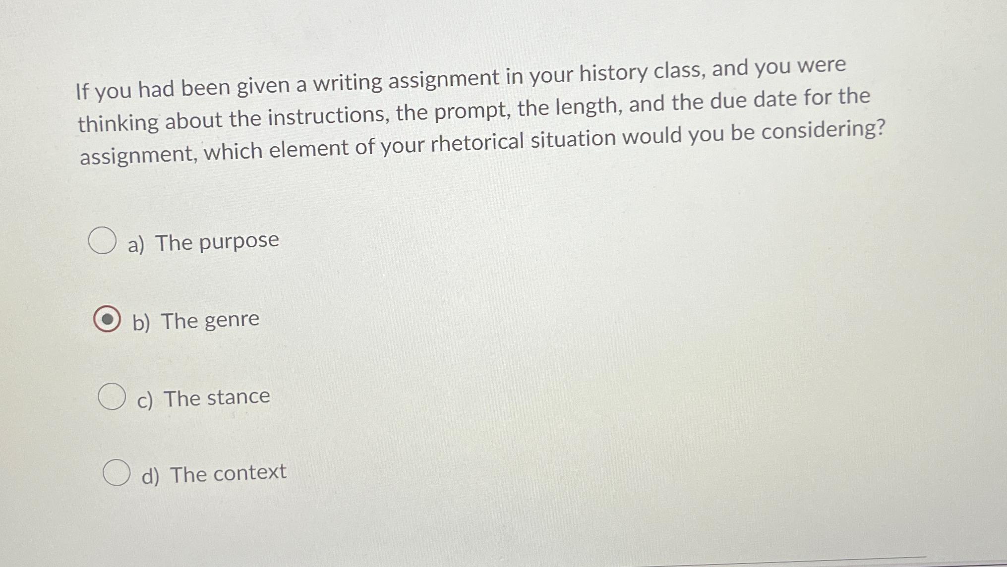 Solved If you had been given a writing assignment in your | Chegg.com