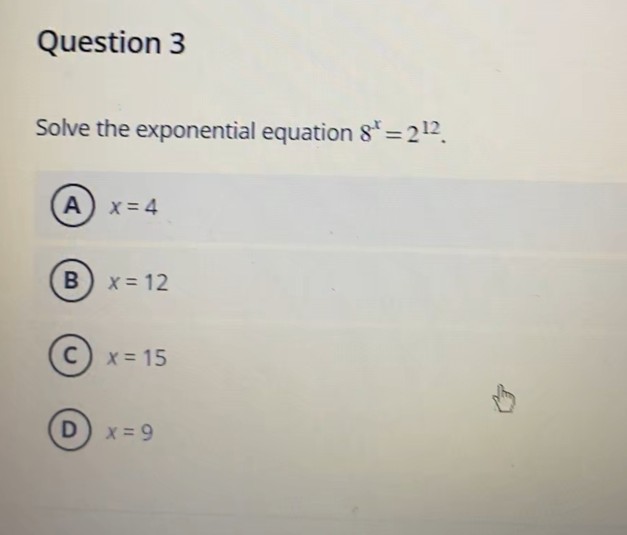 Solved Question 3Solve the exponential equation | Chegg.com