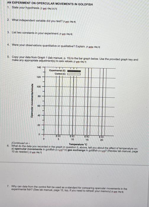 Solved AN EXPERIMENT ON OPERCULAR MOVEMENTS IN GOLDFISH 1. | Chegg.com