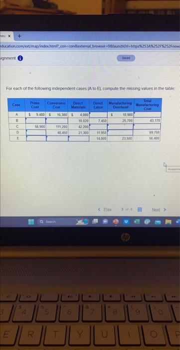 Solved For each of the following independent cases (A to E). | Chegg.com
