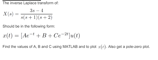 Solved The inverse Laplace transform | Chegg.com