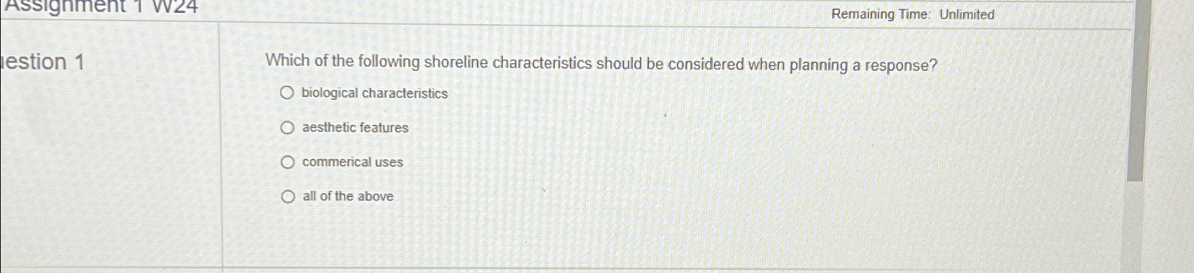 Solved Remaining Time: UnlimitedIestion 1Which of the | Chegg.com