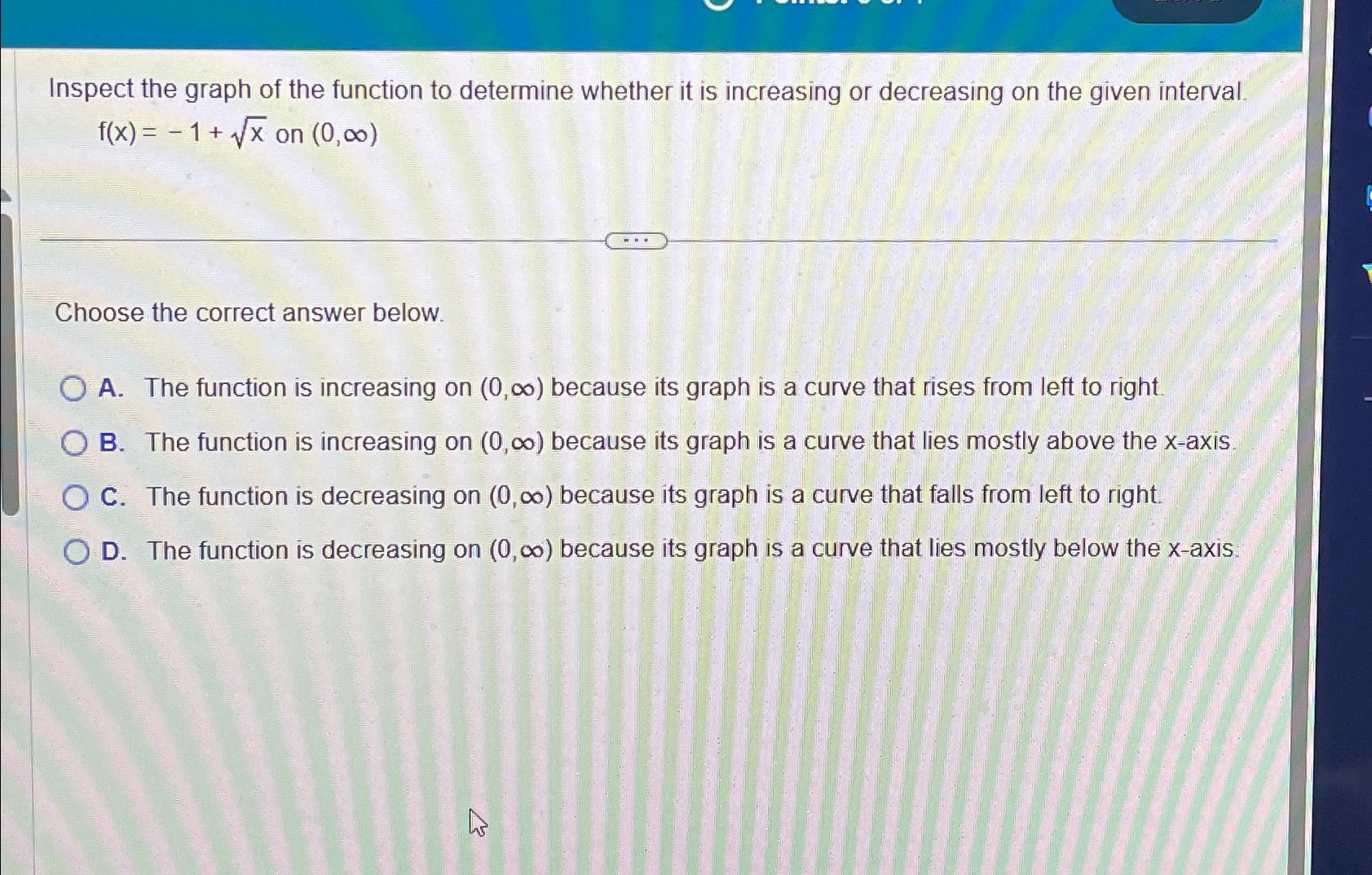 Solved Inspect the graph of the function to determine | Chegg.com