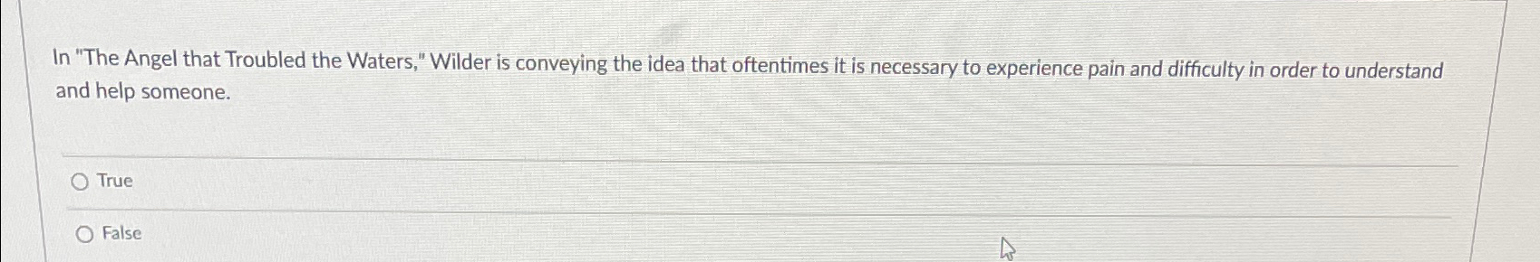 Solved In "The Angel that Troubled the Waters," Wilder is | Chegg.com