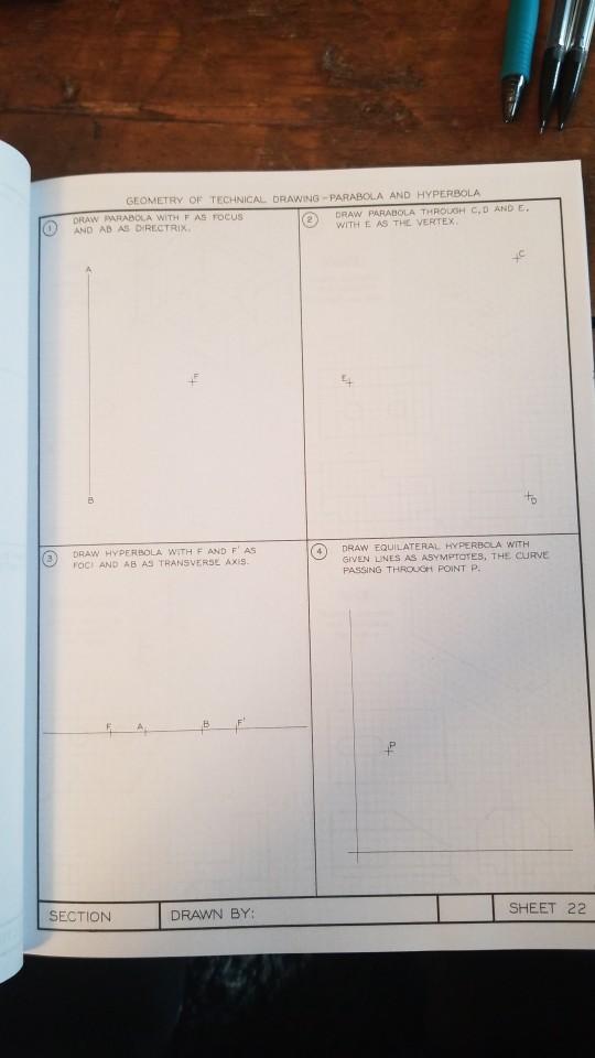 Solved GEOMETRY OF TECHNICAL DRAWING PARABOLA AND HYPERBOLA | Chegg.com