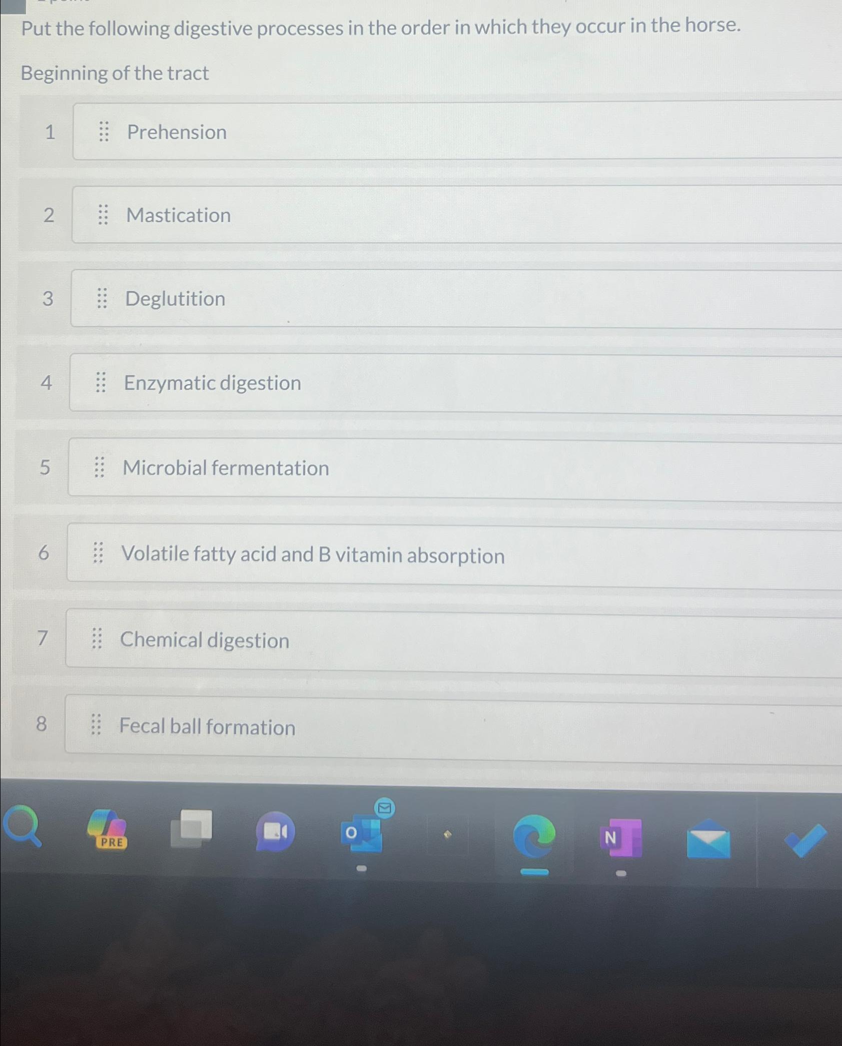 Solved Put the following digestive processes in the order in | Chegg.com