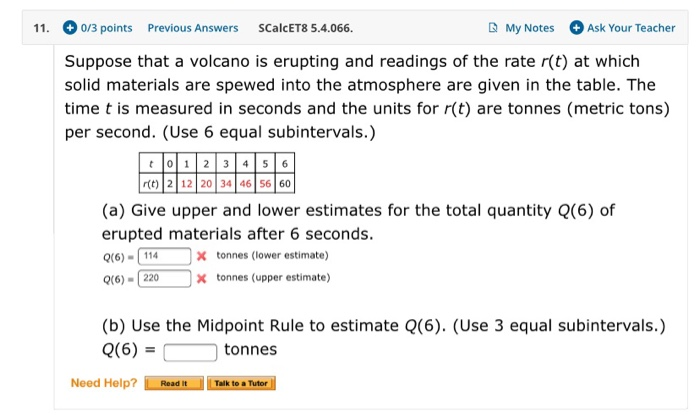 Solved 11. 0/3 points Previous Answers ScalcET8 5.4.066. My | Chegg.com