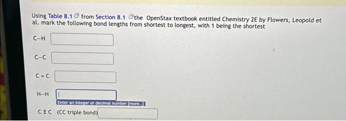 Solved Using Table 8.1 from Section 8.1 the OpenStax | Chegg.com