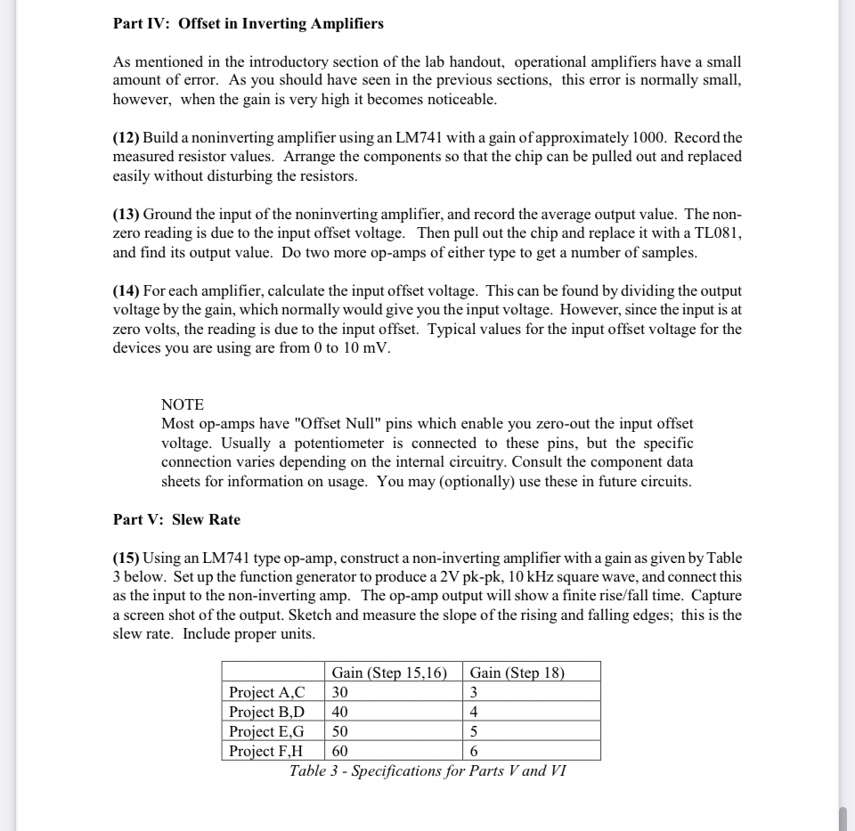 Solved Part IV: Offset in Inverting AmplifiersAs mentioned | Chegg.com