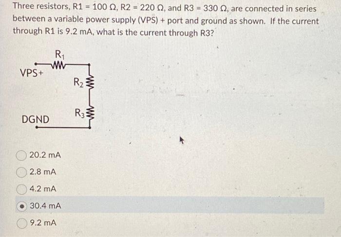 Solved Three resistors, R1 =100Ω,R2=220Ω, and R3=330Ω, are | Chegg.com