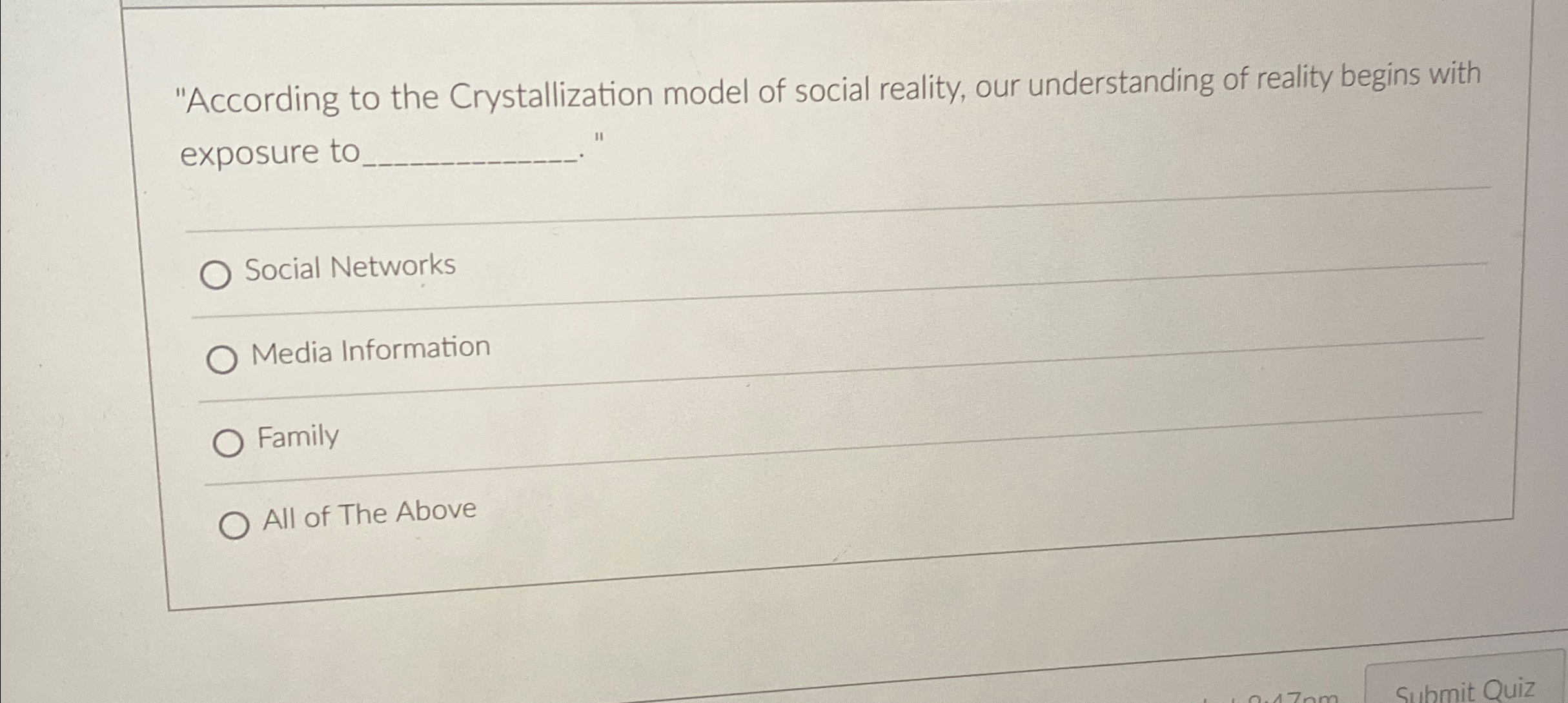 Solved "According to the Crystallization model of social | Chegg.com