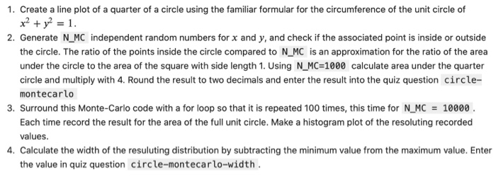 Solved 1. Create a line plot of a quarter of a circle using | Chegg.com