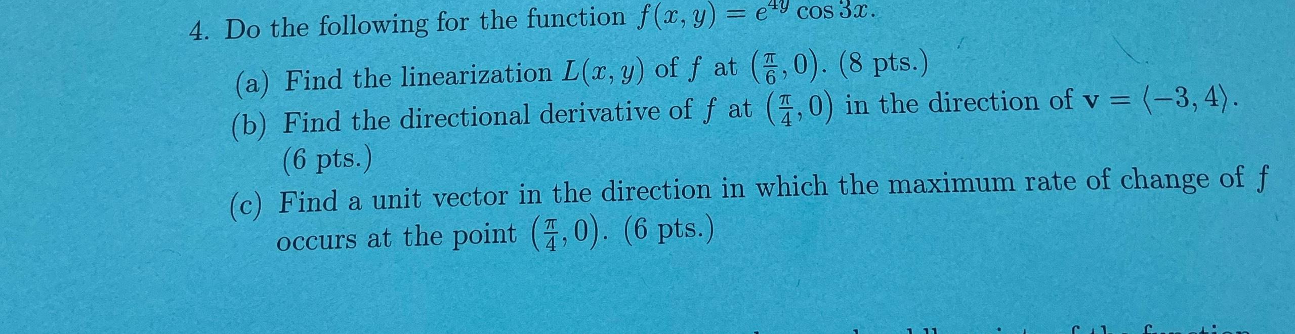 Solved Do The Following For The Function F X Y E4ycos3x A