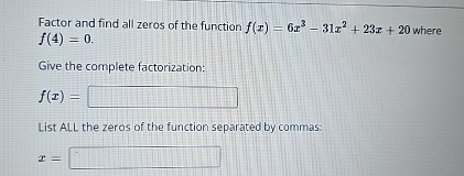 Solved Factor and find all zeros of the function | Chegg.com