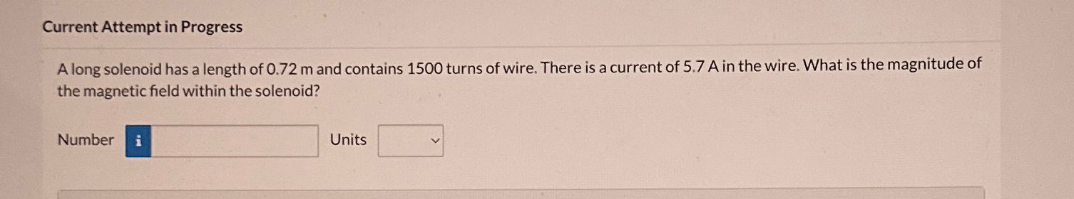 Solved Current Attempt in ProgressA long solenoid has a | Chegg.com