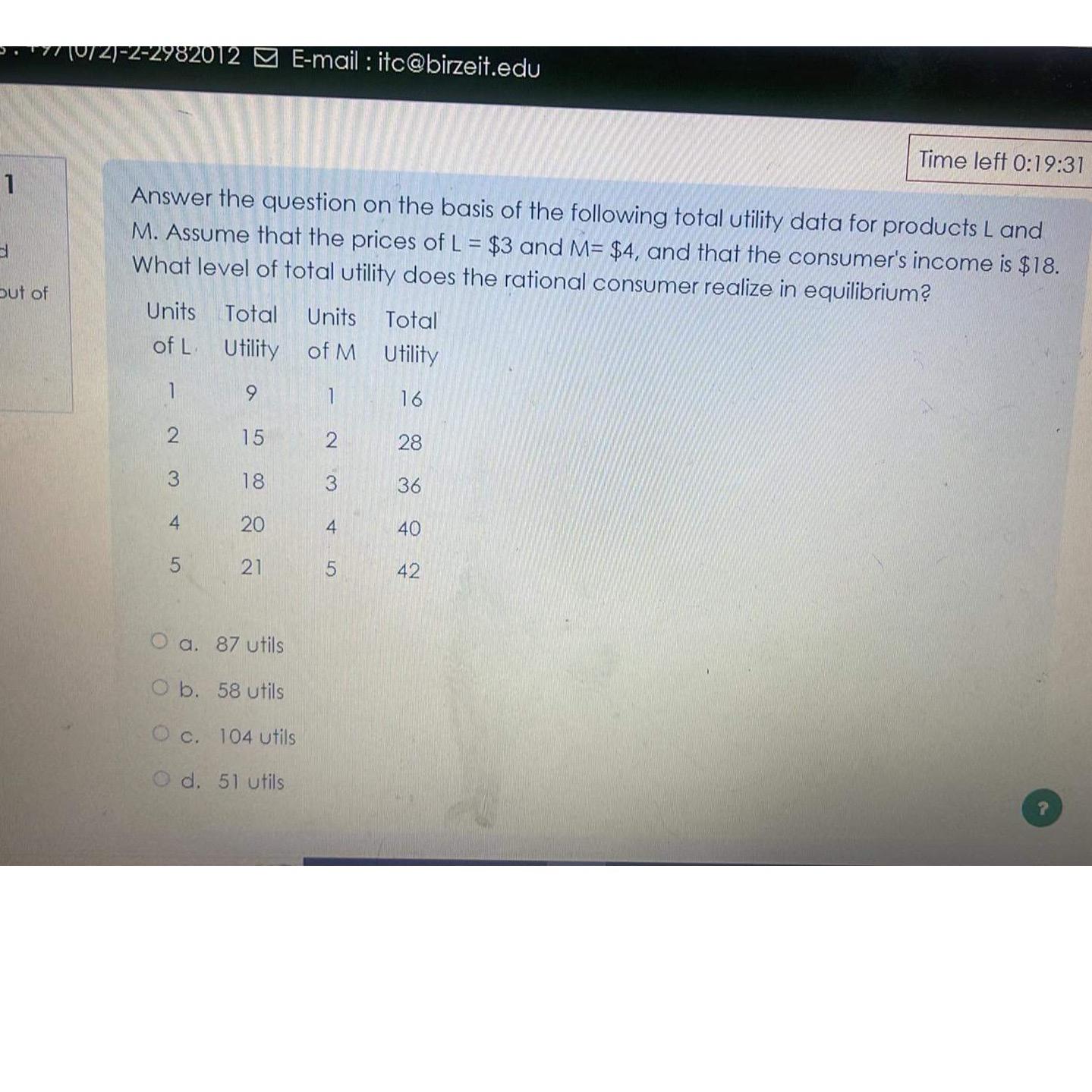 Solved Time left 0:19:31Answer the question on the basis of | Chegg.com