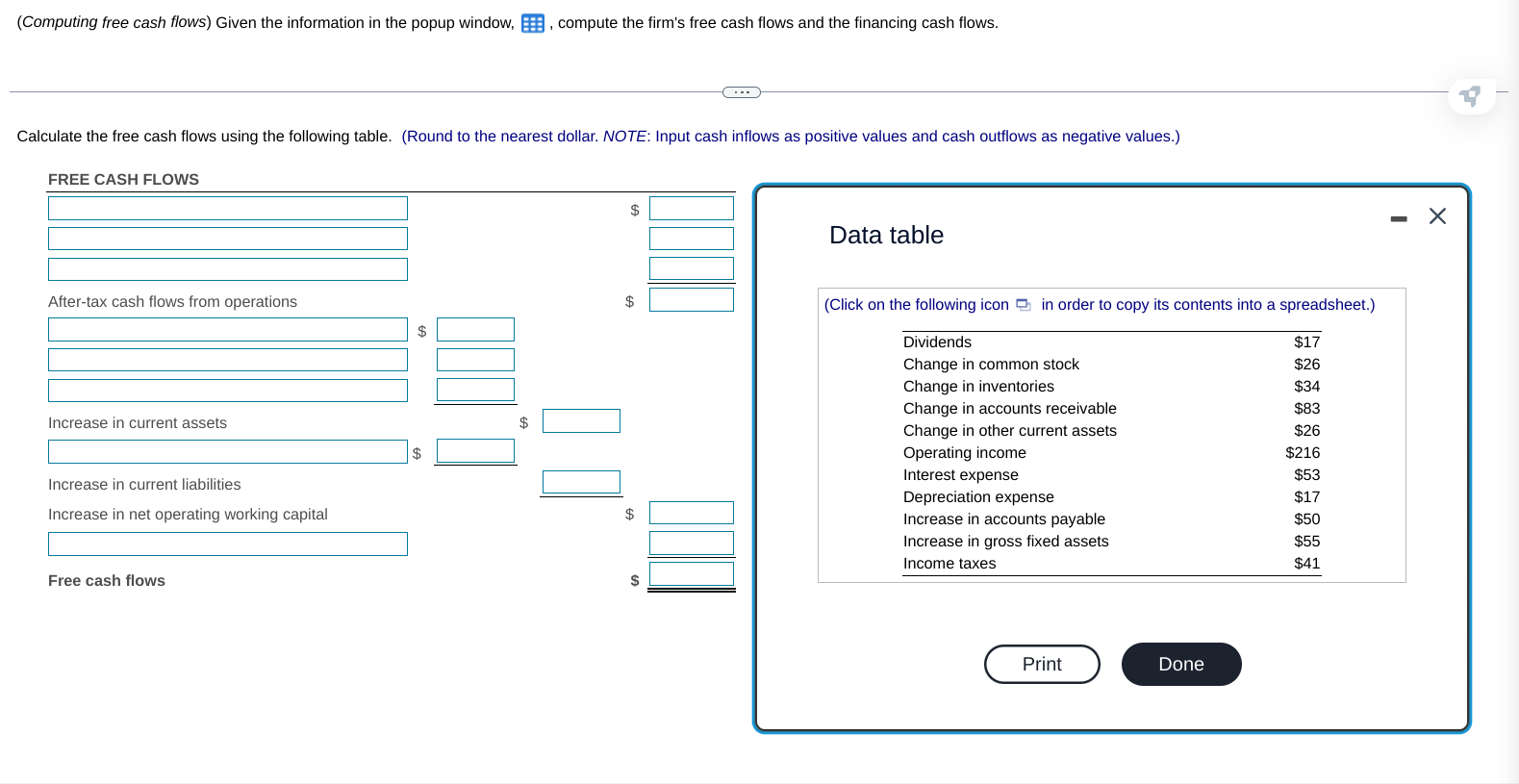 Solved (Computing free cash flows ) ﻿Given the information | Chegg.com