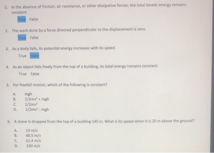 Solved 1. In the absence of friction, air resistance, or | Chegg.com