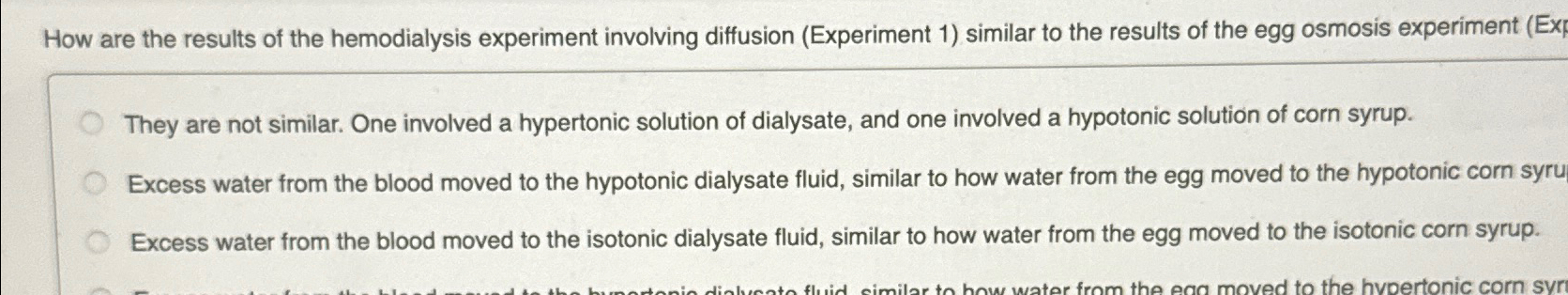 Solved How are the results of the hemodialysis experiment | Chegg.com