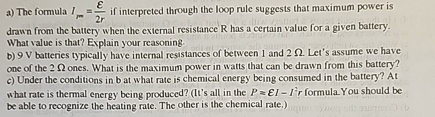 Solved a) ﻿The formula Ipm=ε2r ﻿if interpreted through the | Chegg.com
