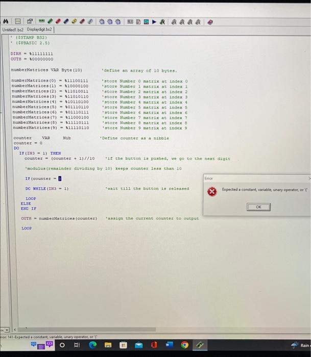 Solved Hello, I'm trying to program this Parallax Basic | Chegg.com