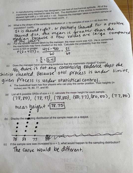 Solved 3. A manufacturing company has designed a new test of | Chegg.com