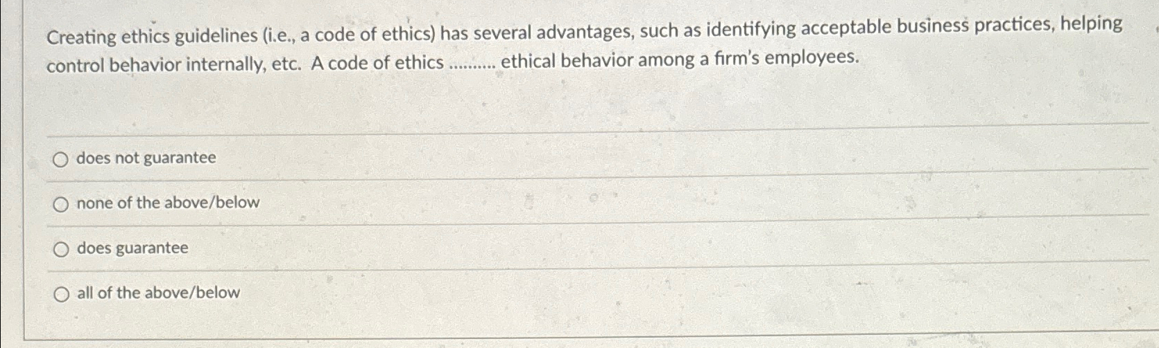 Solved Creating ethics guidelines (i.e., ﻿a code of ethics) | Chegg.com