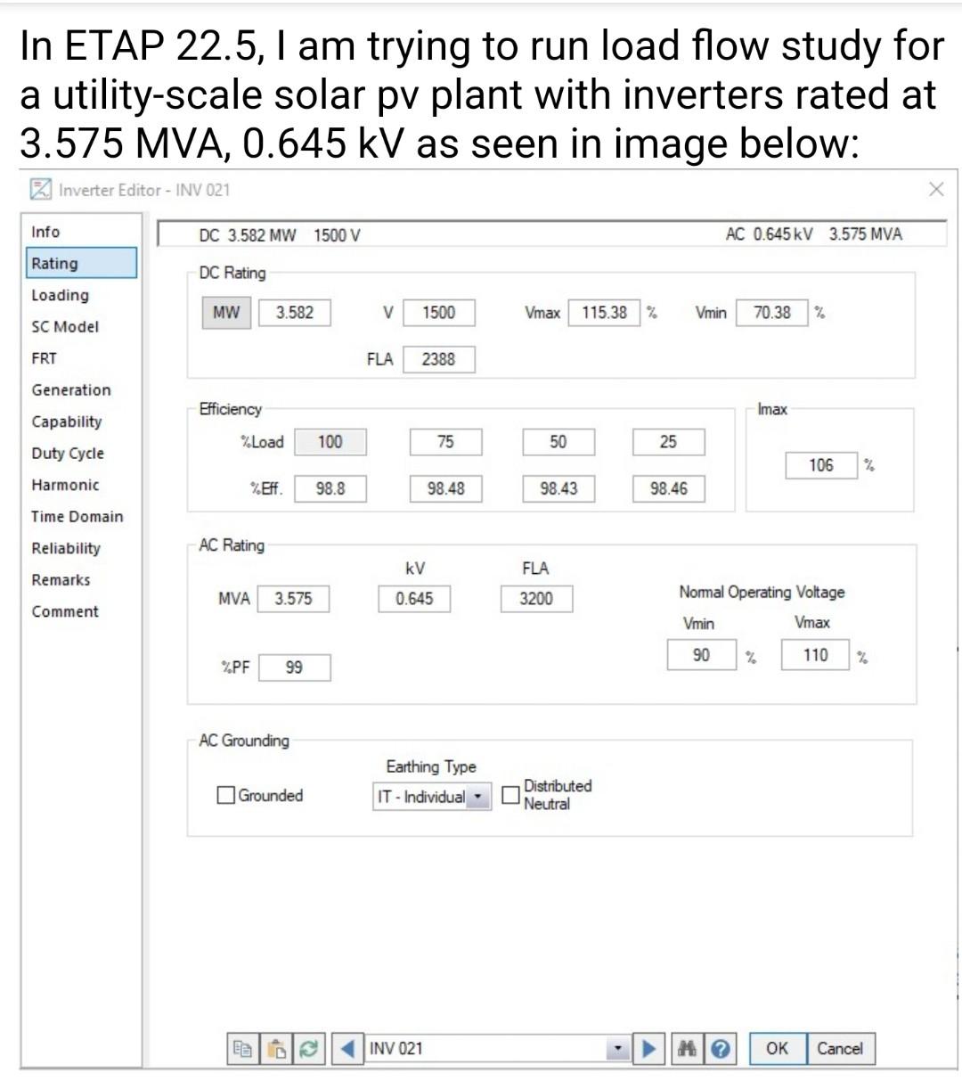 Solved In ETAP 22.5, I am trying to run load flow study for | Chegg.com