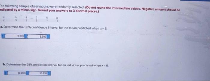Solved he following sample observations were randomly | Chegg.com
