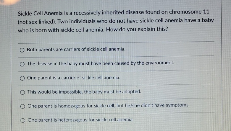 Solved Sickle Cell Anemia Is A Recessively Inherited Disease 6636