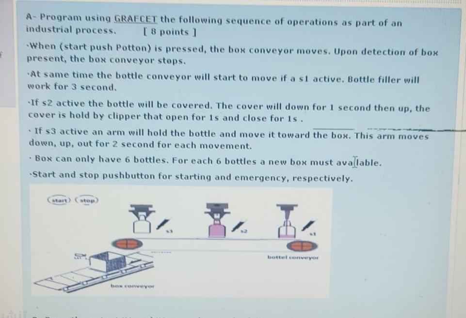 Solved A- Program using GRAFCET the following sequence of | Chegg.com