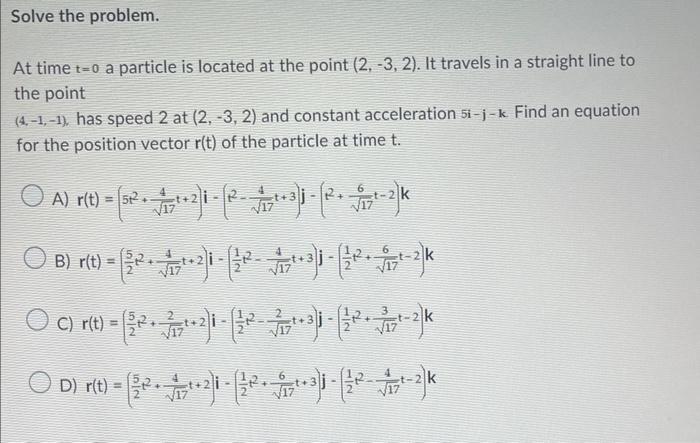 Solved At time t=0 a particle is located at the point | Chegg.com
