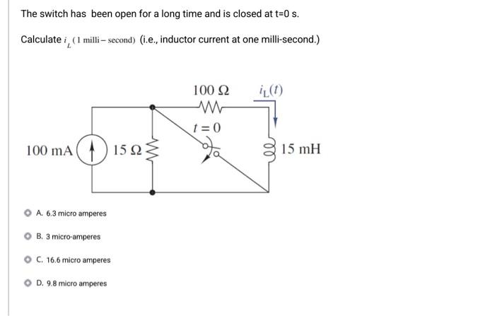 Solved The switch has been open for a long time and is | Chegg.com