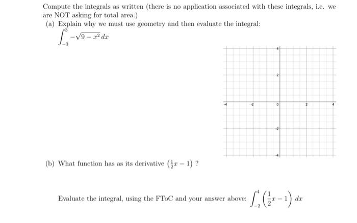 Solved Compute the integrals as written there is no | Chegg.com