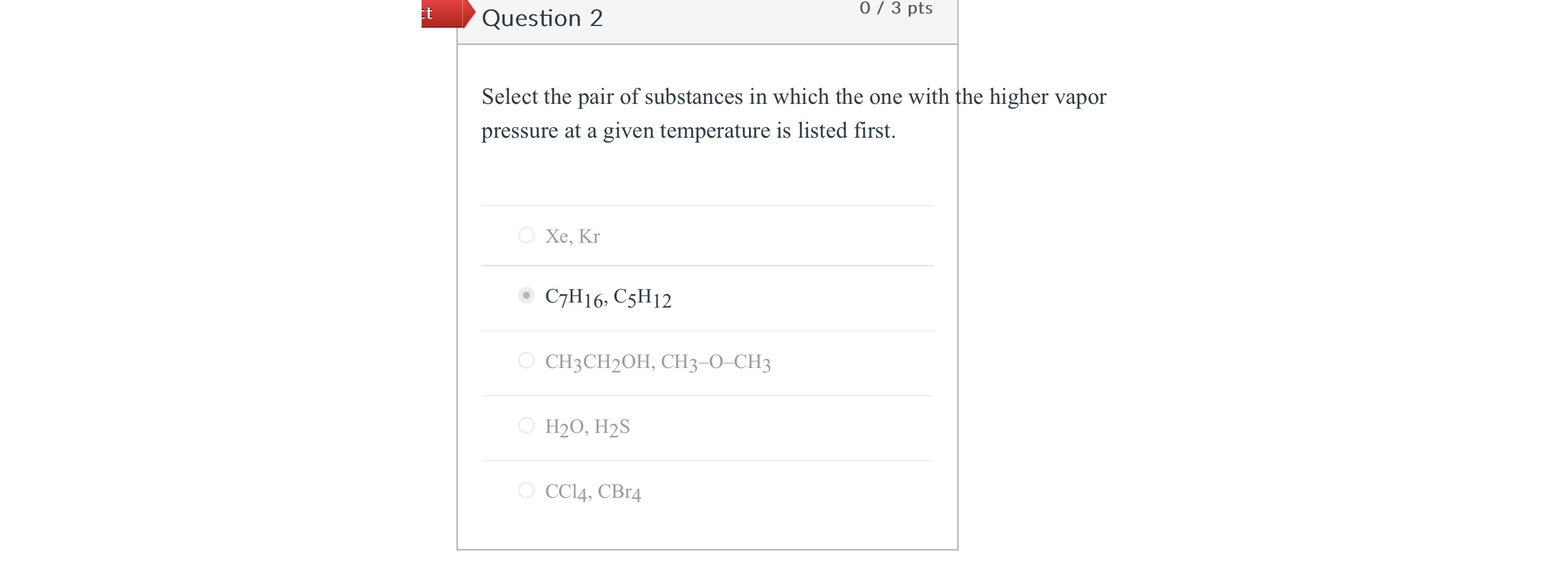 Solved t Question 203 ﻿ptsSelect the pair of substances in | Chegg.com