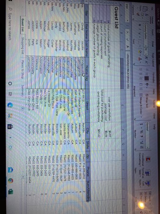 Solved a. In the Name Tag column, modity the formula to | Chegg.com