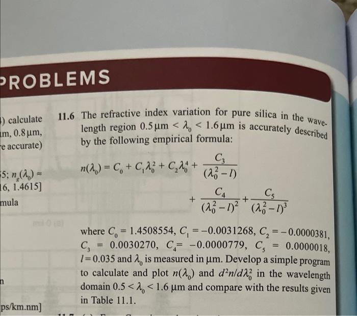Solved calculate 11.6 The refractive index variation for | Chegg.com