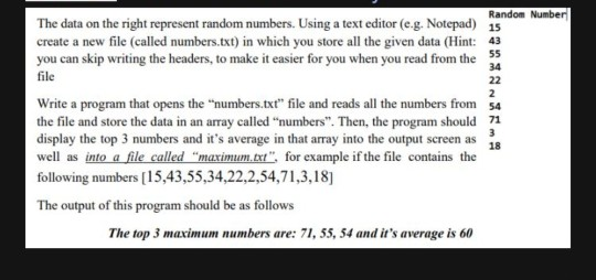 Solved Random Number The data on the right represent random | Chegg.com