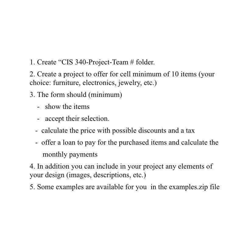 Solved (vb.net code)pleaseCreate "CIS 340-Project-Team # | Chegg.com