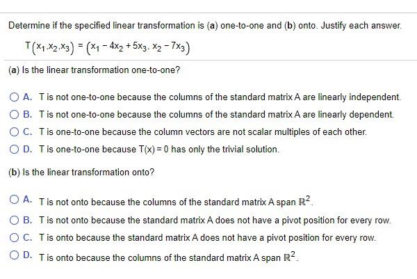 Solved Determine if the specified linear transformation is | Chegg.com
