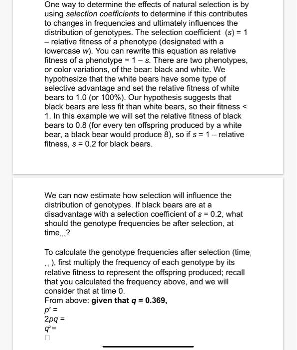 Solved One way to determine the effects of natural selection | Chegg.com
